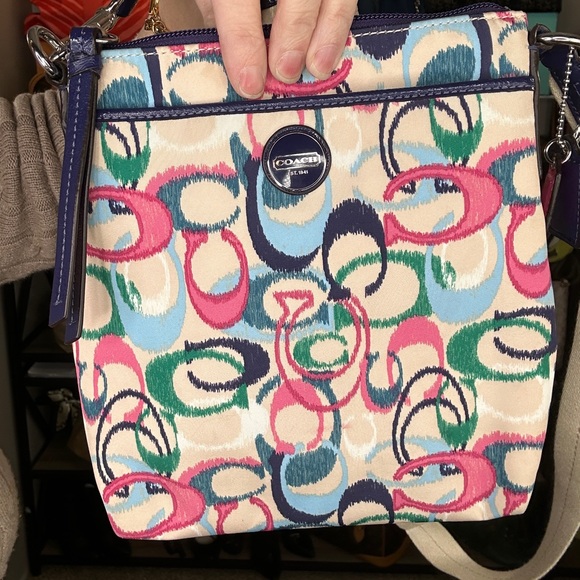 Coach | Bags | Coach Multicolor Abstract C Print Crossbody Bag Two Hang ...
